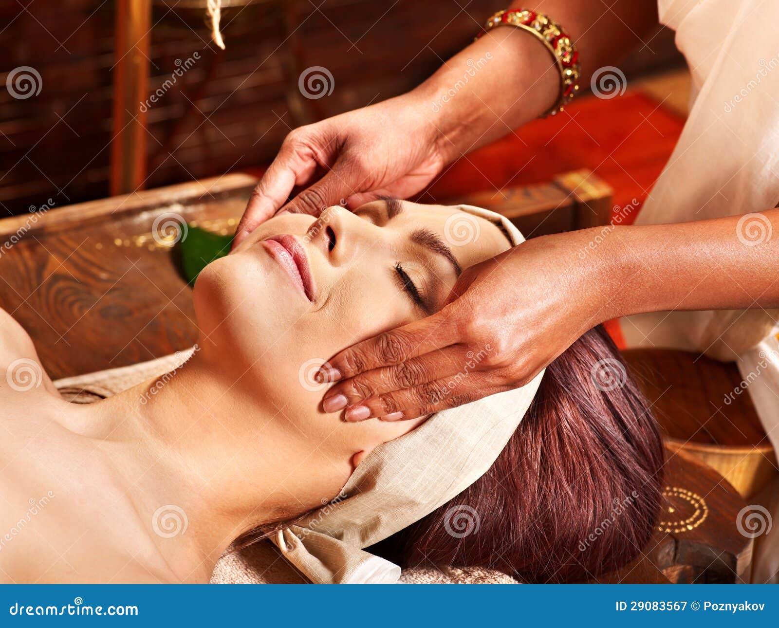 Woman Having Ayurveda Spa Treatment. Stock Image - Image of facial ...