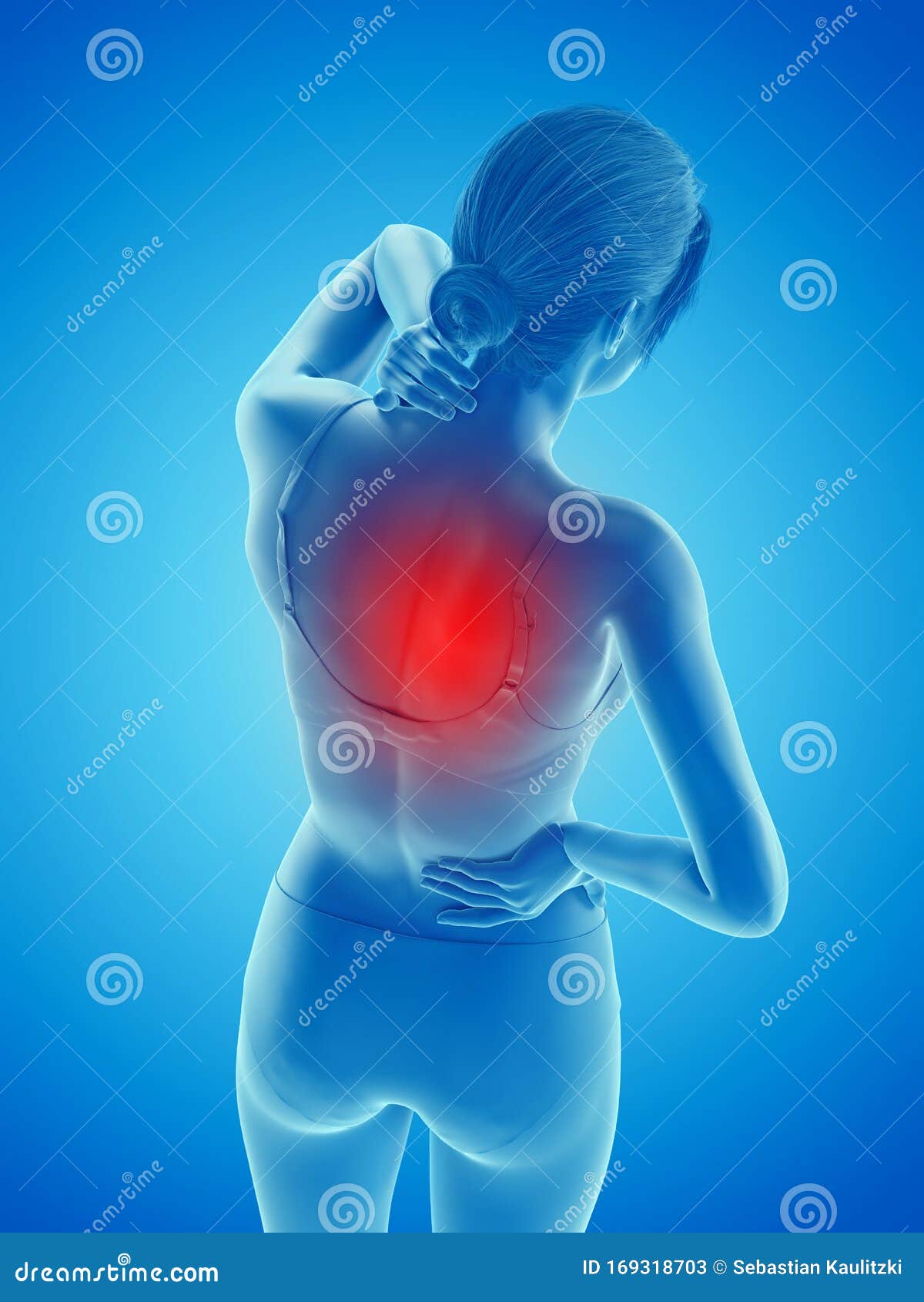 A woman having a backache stock illustration. Illustration of injured ...