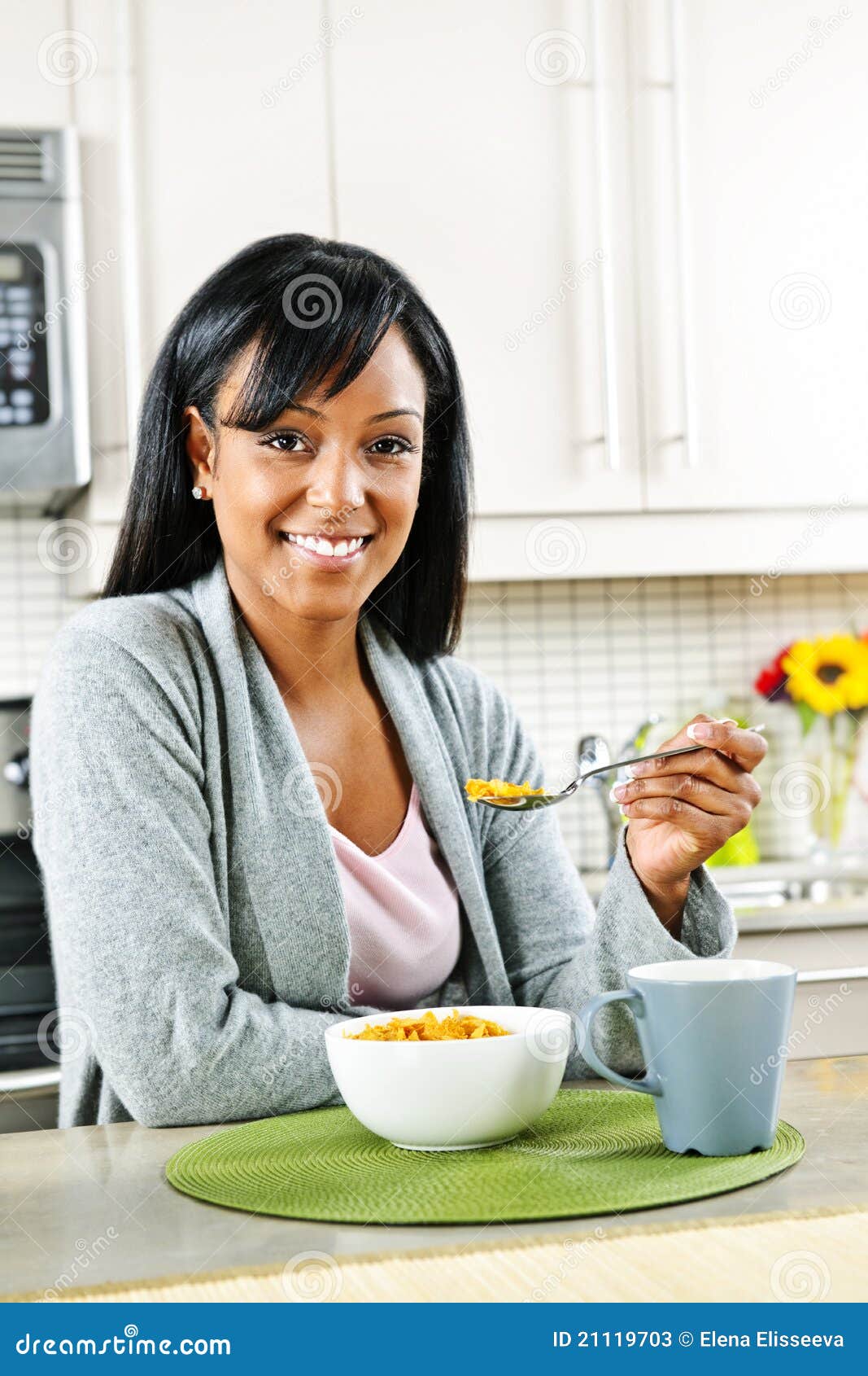 Woman having breakfast stock image. Image of beautiful - 21119703