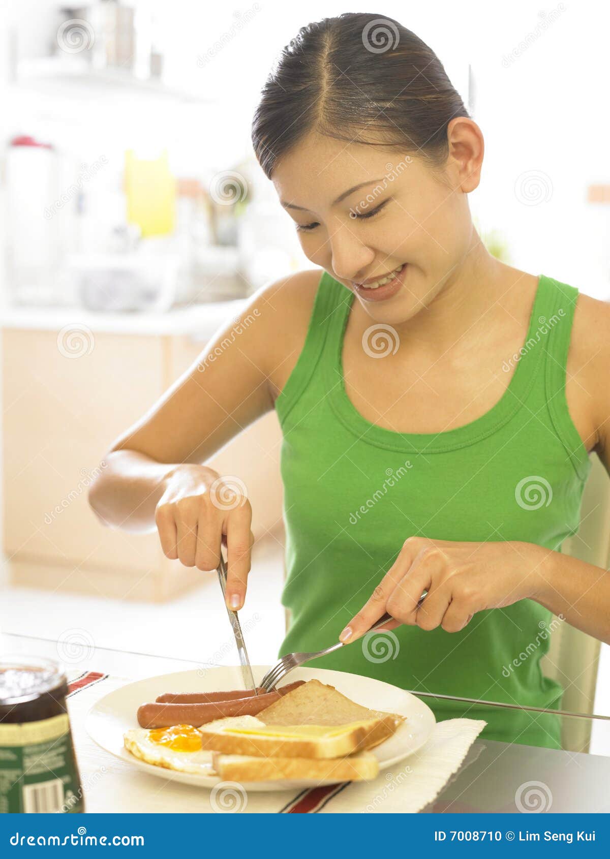 Woman having breakfast stock photo. Image of glad, delicious - 7008710