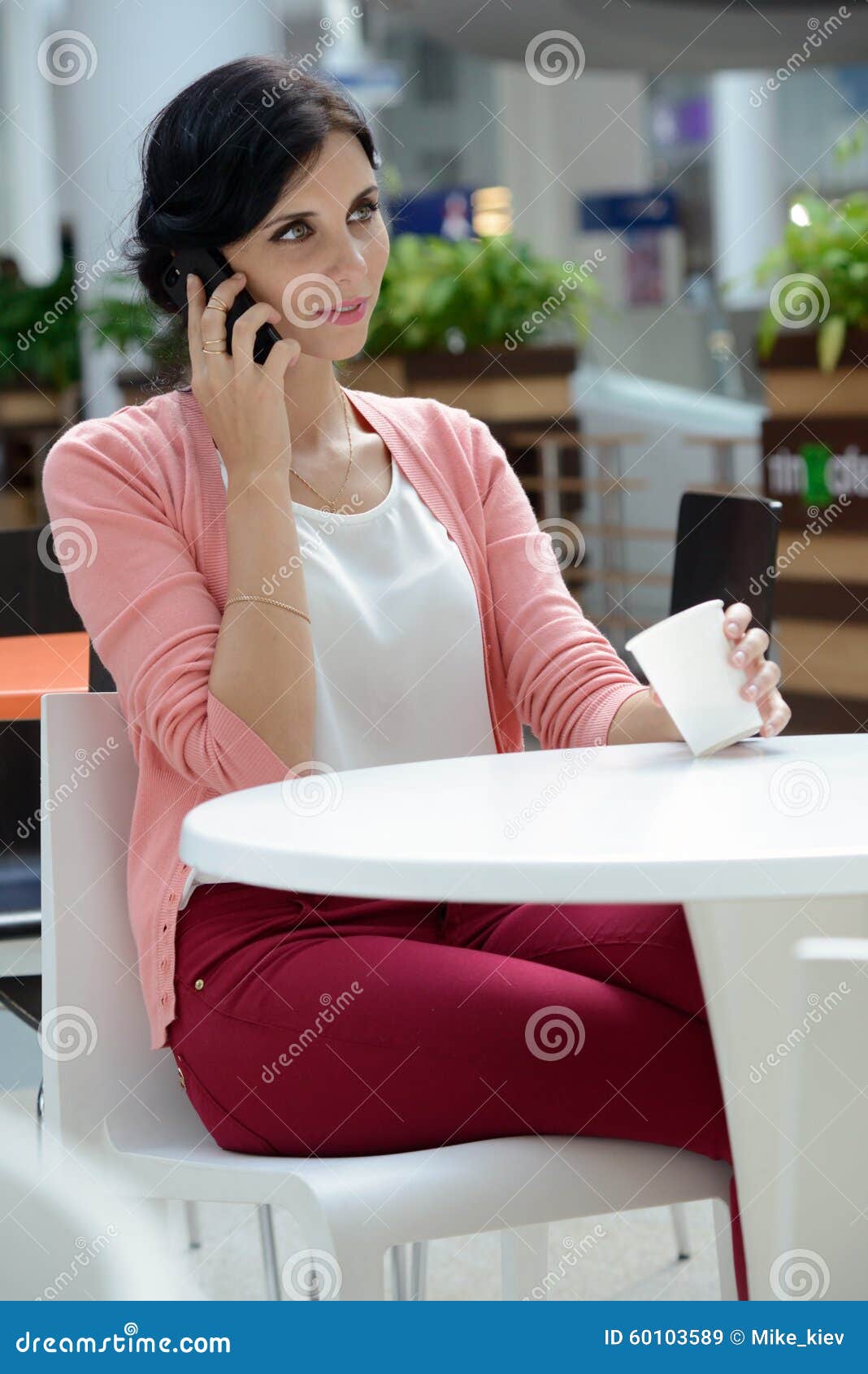 Woman Having a Coffee-break Stock Image - Image of caucasian, dating ...