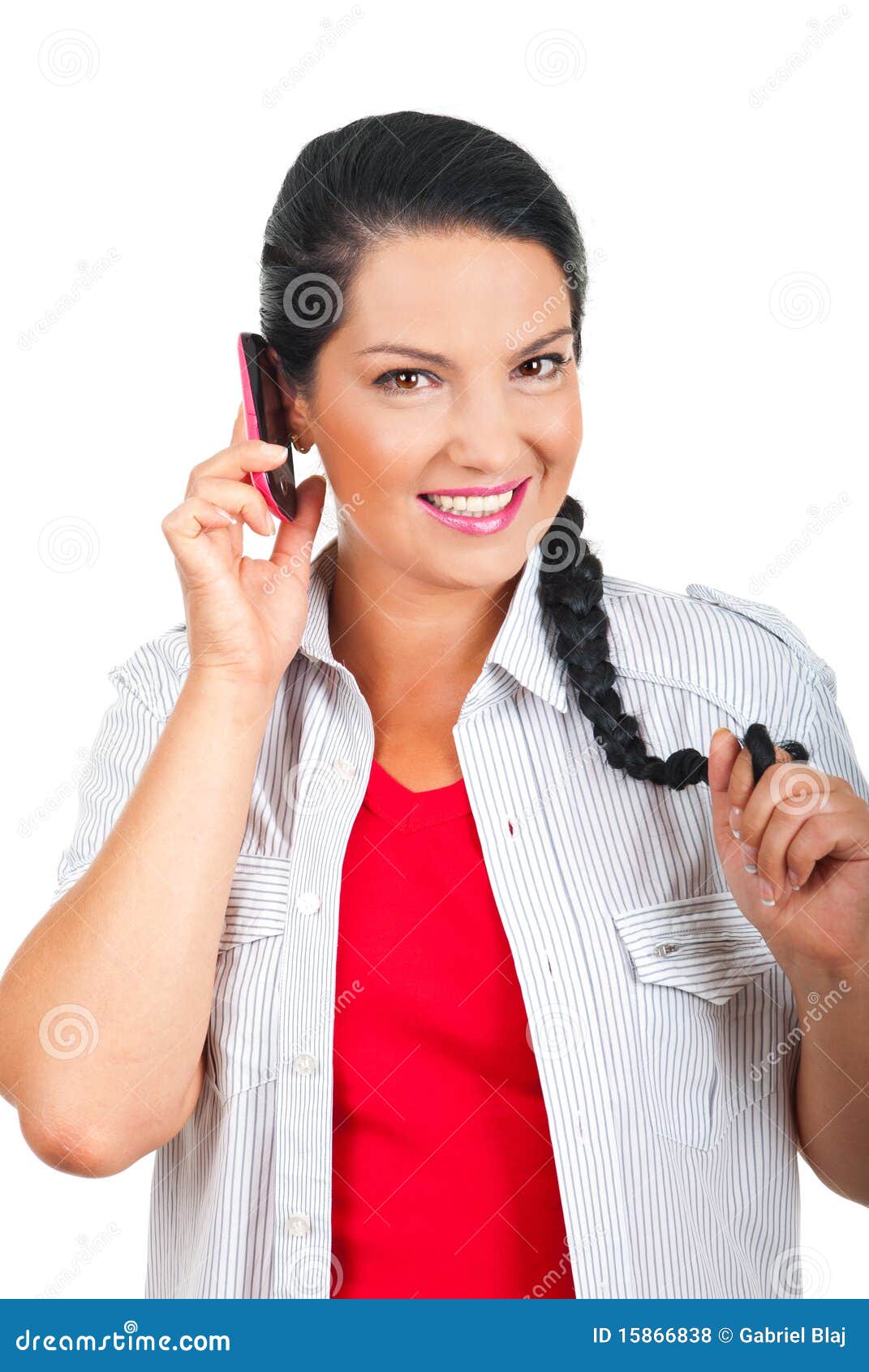 Woman Having Conversation by Cell Phone Stock Photo - Image of female ...