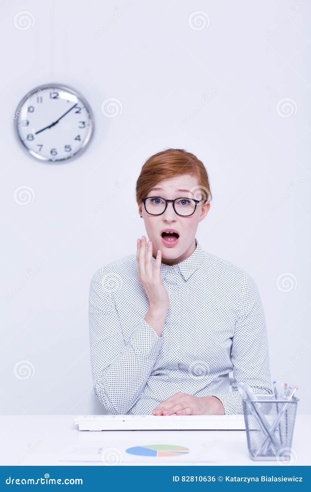 Woman having delay at work stock photo. Image of manager - 82810636