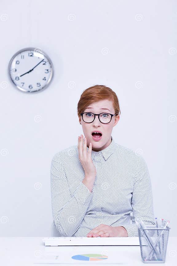 Woman having delay at work stock photo. Image of manager - 82810636