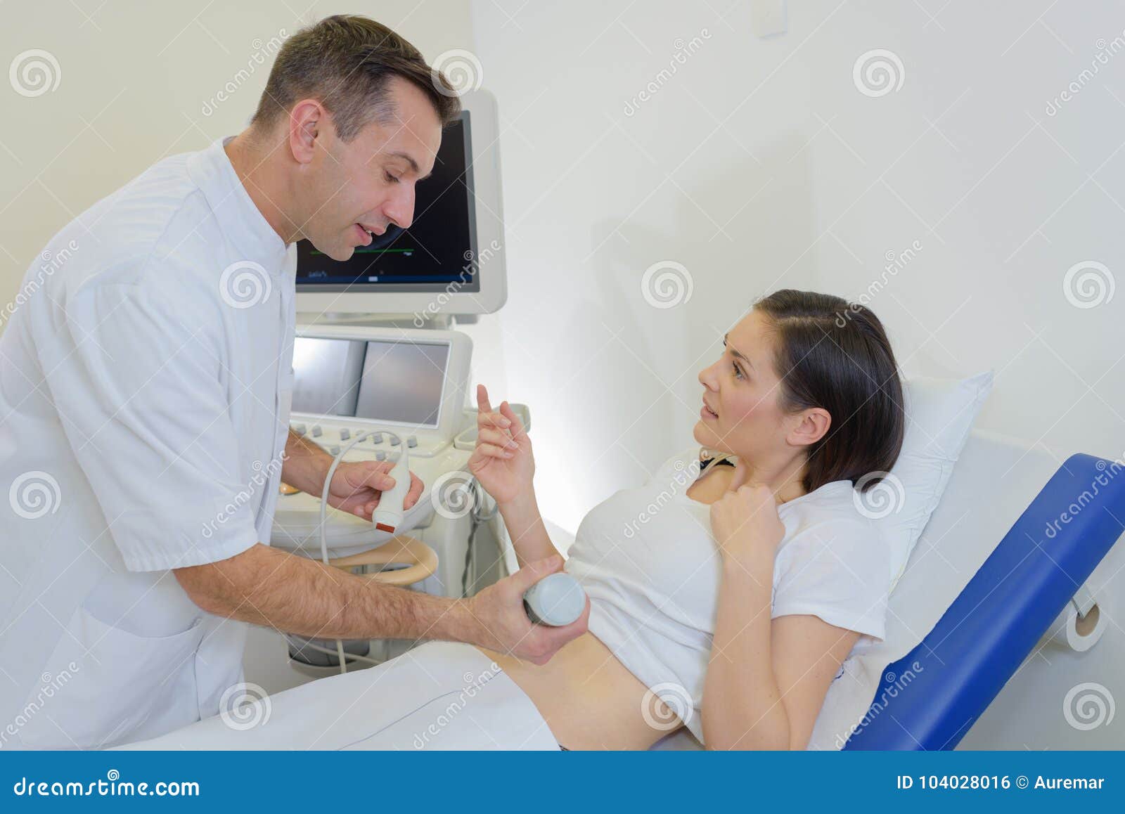 Woman Having First Pregnancy Ultrasound Stock Photo - Image of ...
