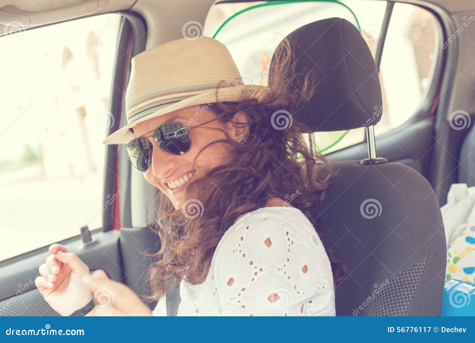 Woman Having Fun in the Car. Dancing Stock Image - Image of transport ...
