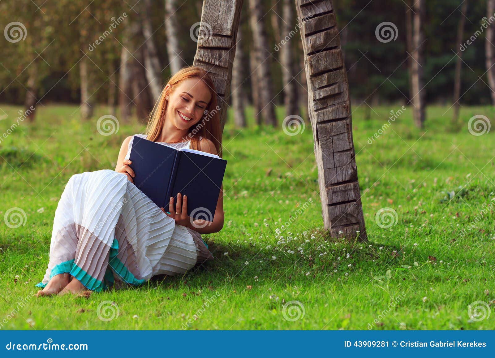 Woman Having Fun while Reading Stock Image - Image of fashion, dress ...