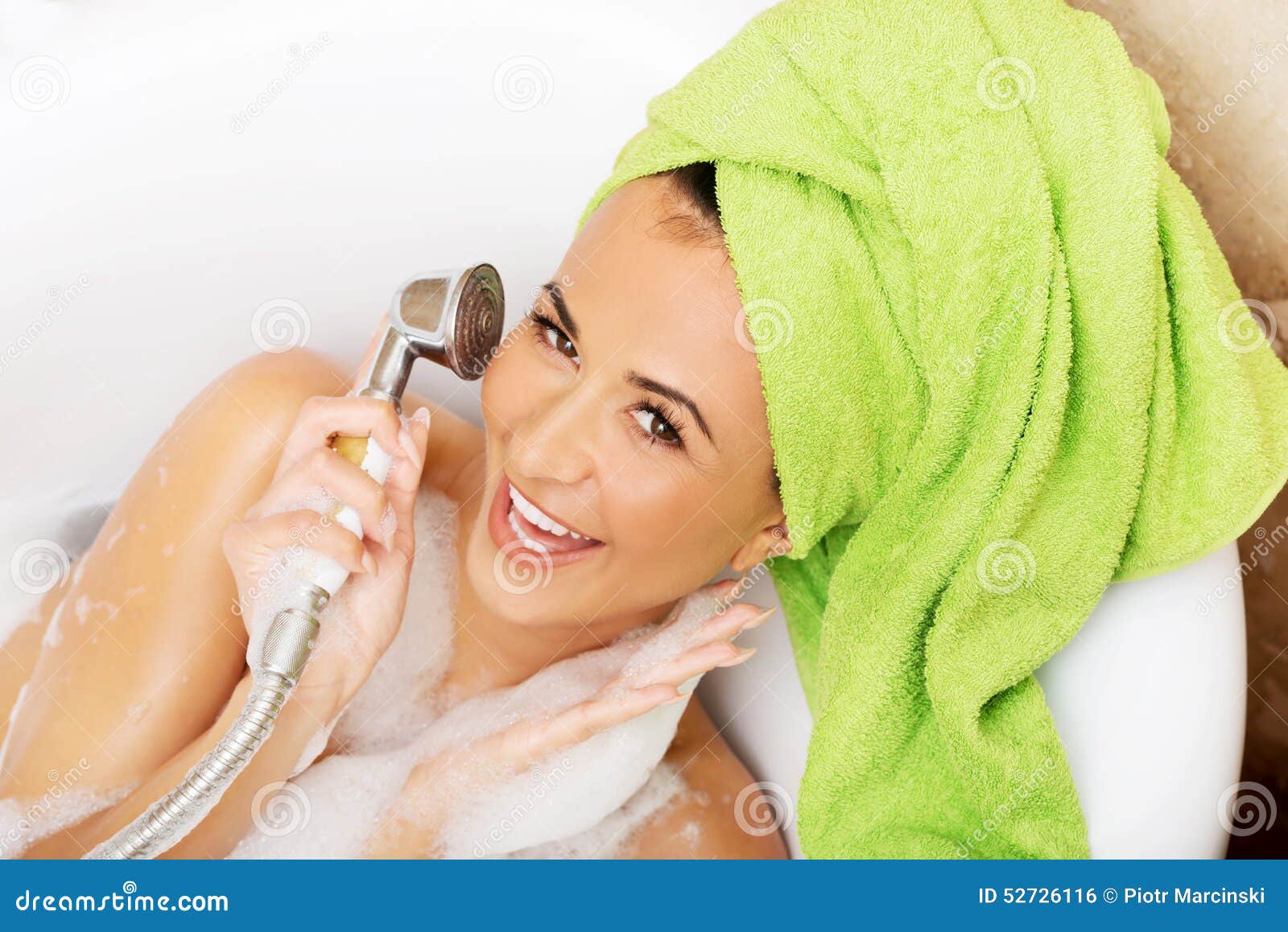 Woman Having Fun with Showerhead Stock Photo - Image of bathtub ...