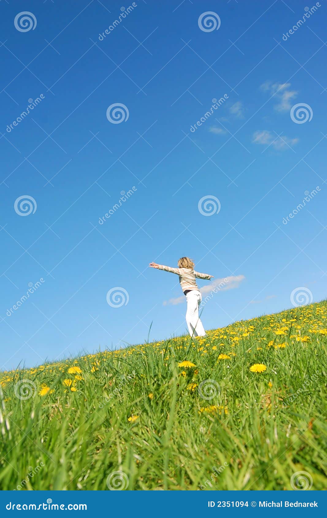 Woman Having Fun on Spring Mea Stock Photo - Image of spring, blue: 2351094