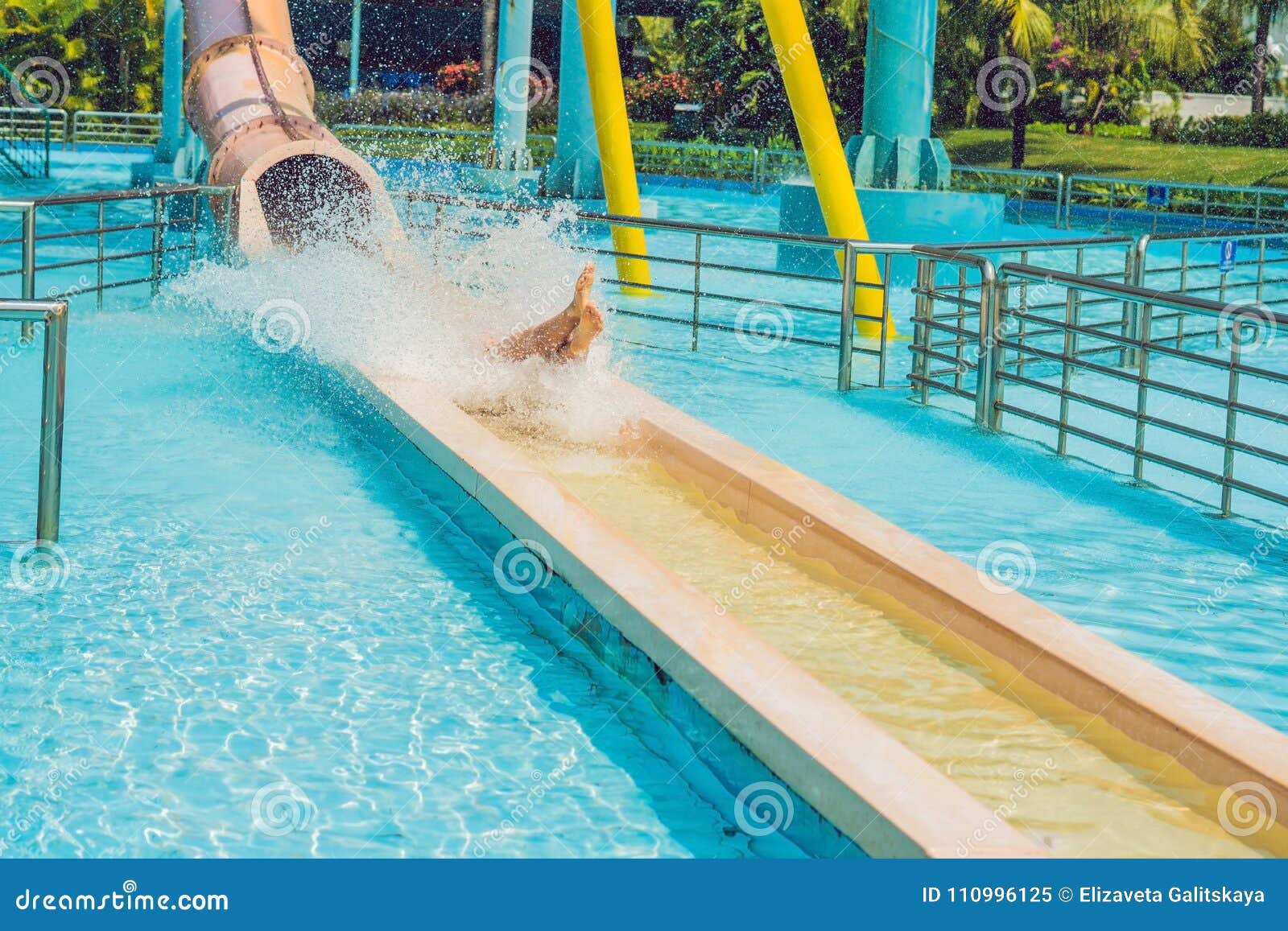 Woman is Having Fun in the Water Park Stock Image - Image of joyful ...