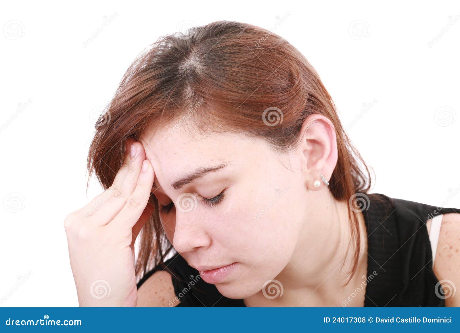 Woman having a headache stock photo. Image of expression - 24017308
