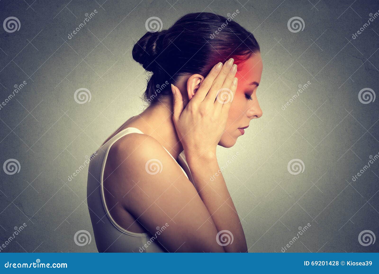 Woman having headache stock photo. Image of attractive - 69201428