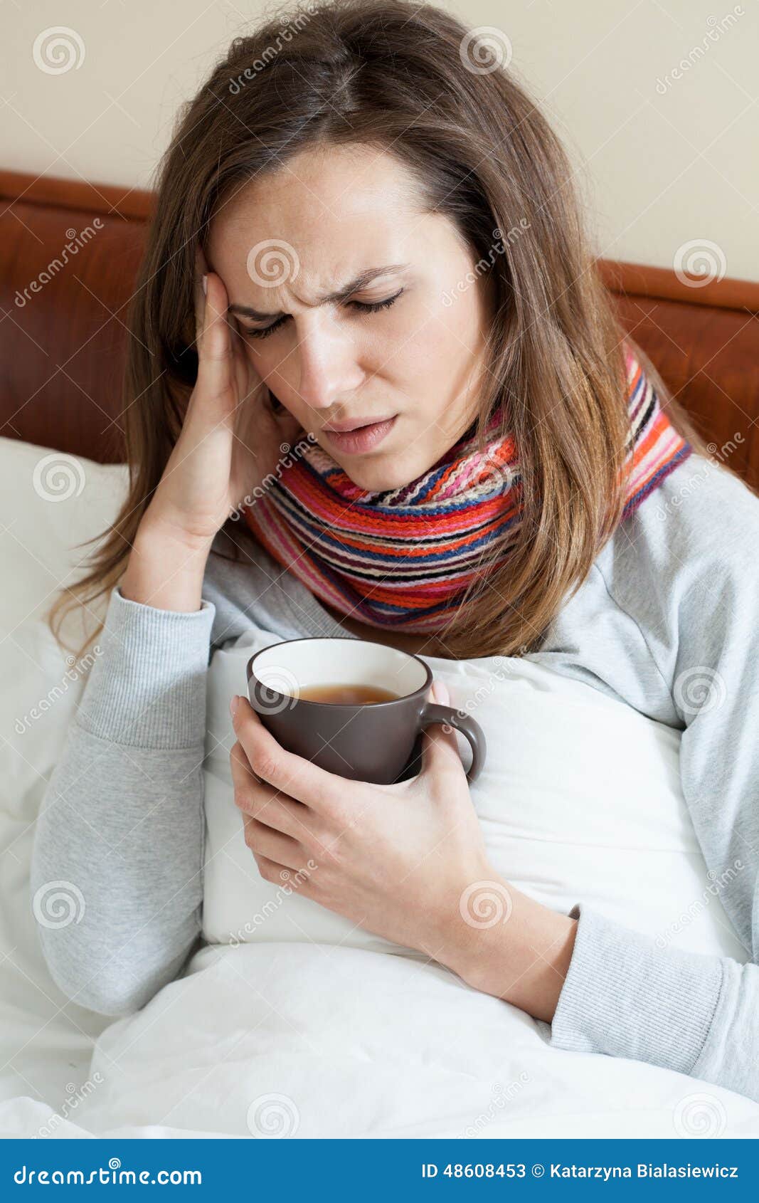 Woman having high fever stock image. Image of care, headache - 48608453