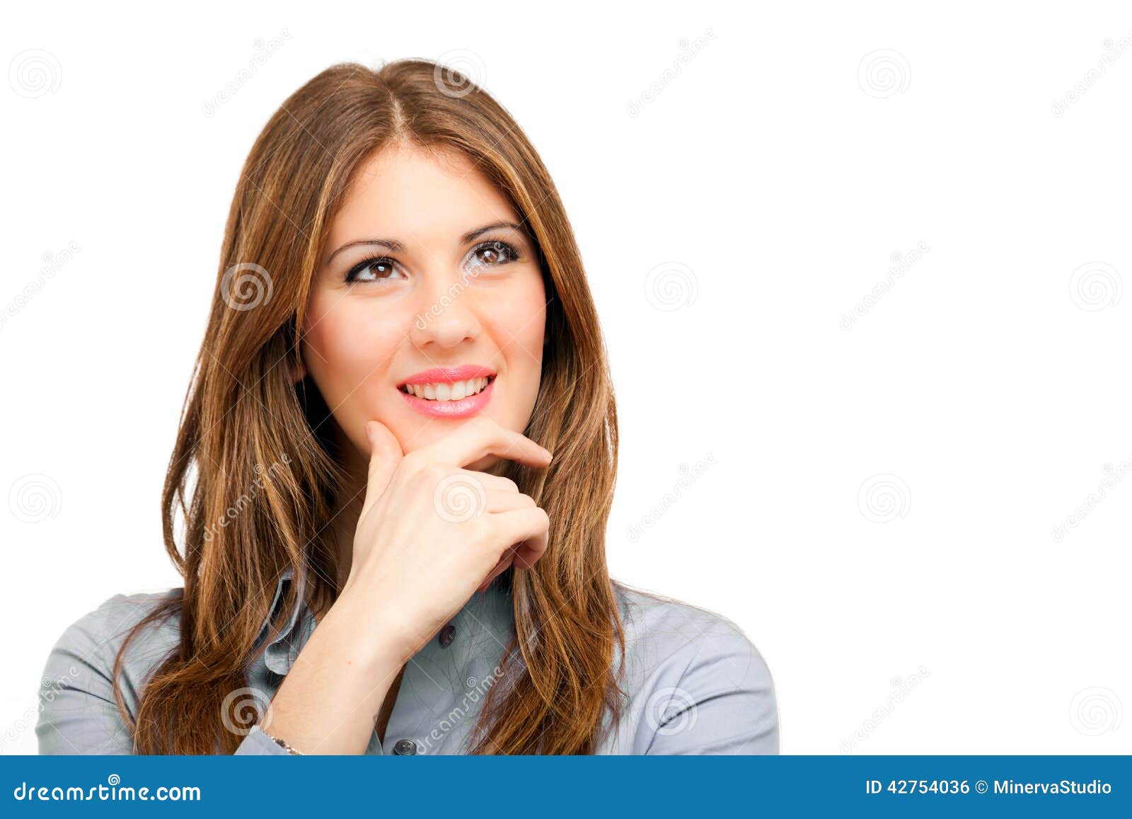 Woman Having an Idea Isolated Stock Photo - Image of smile, person ...
