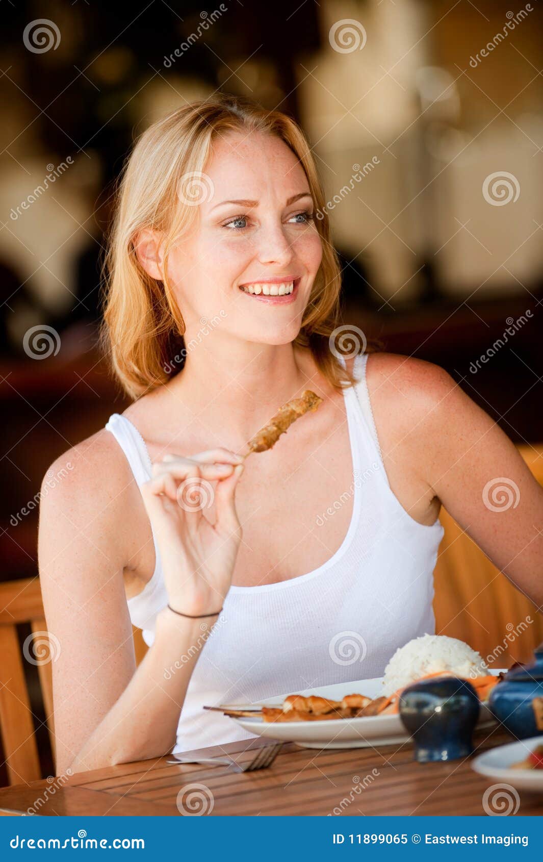 Woman Having Lunch stock image. Image of relaxed, eating - 11899065