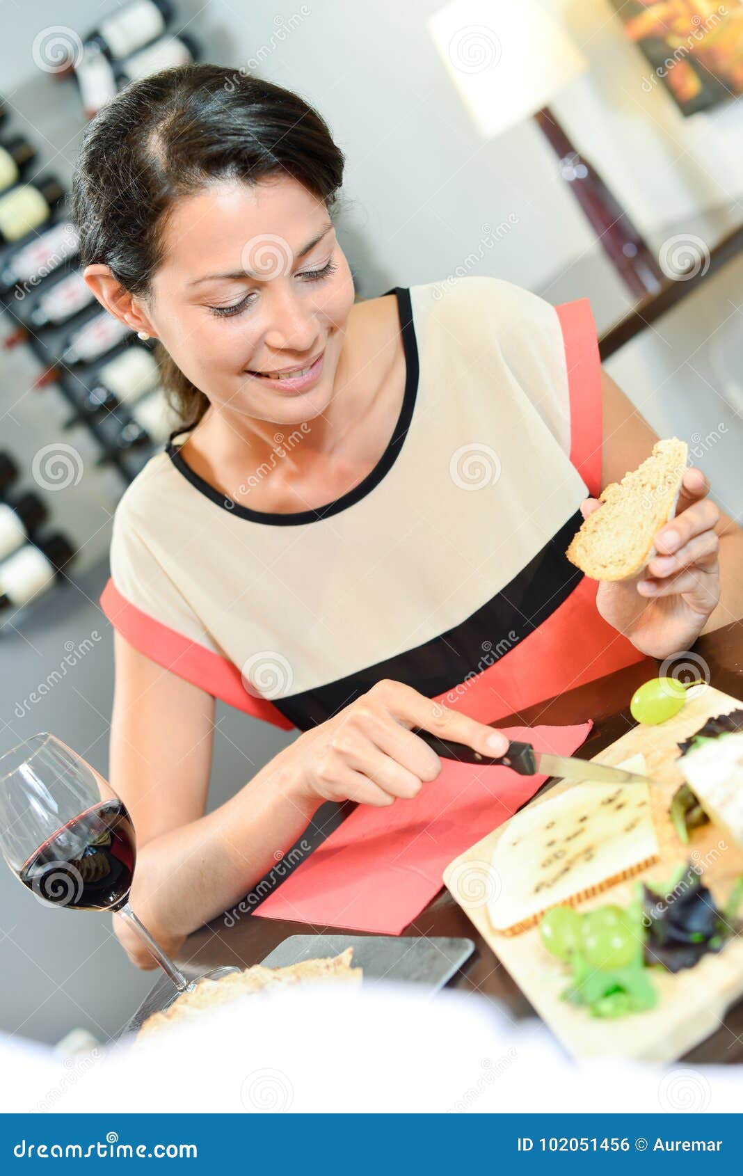 Woman having lunch stock photo. Image of diet, house - 102051456