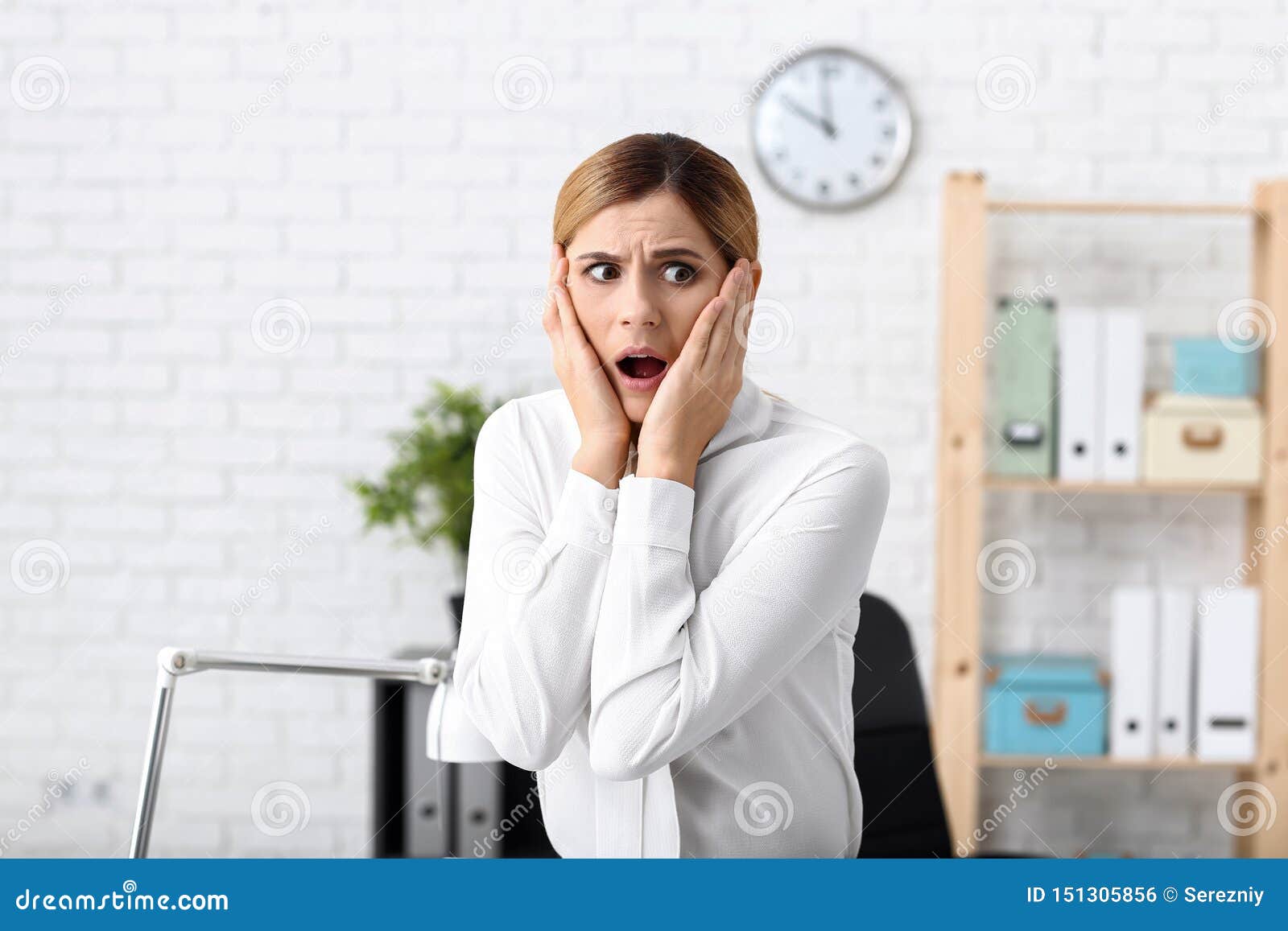 Woman Having Panic Attack at Workplace Stock Photo - Image of adult ...