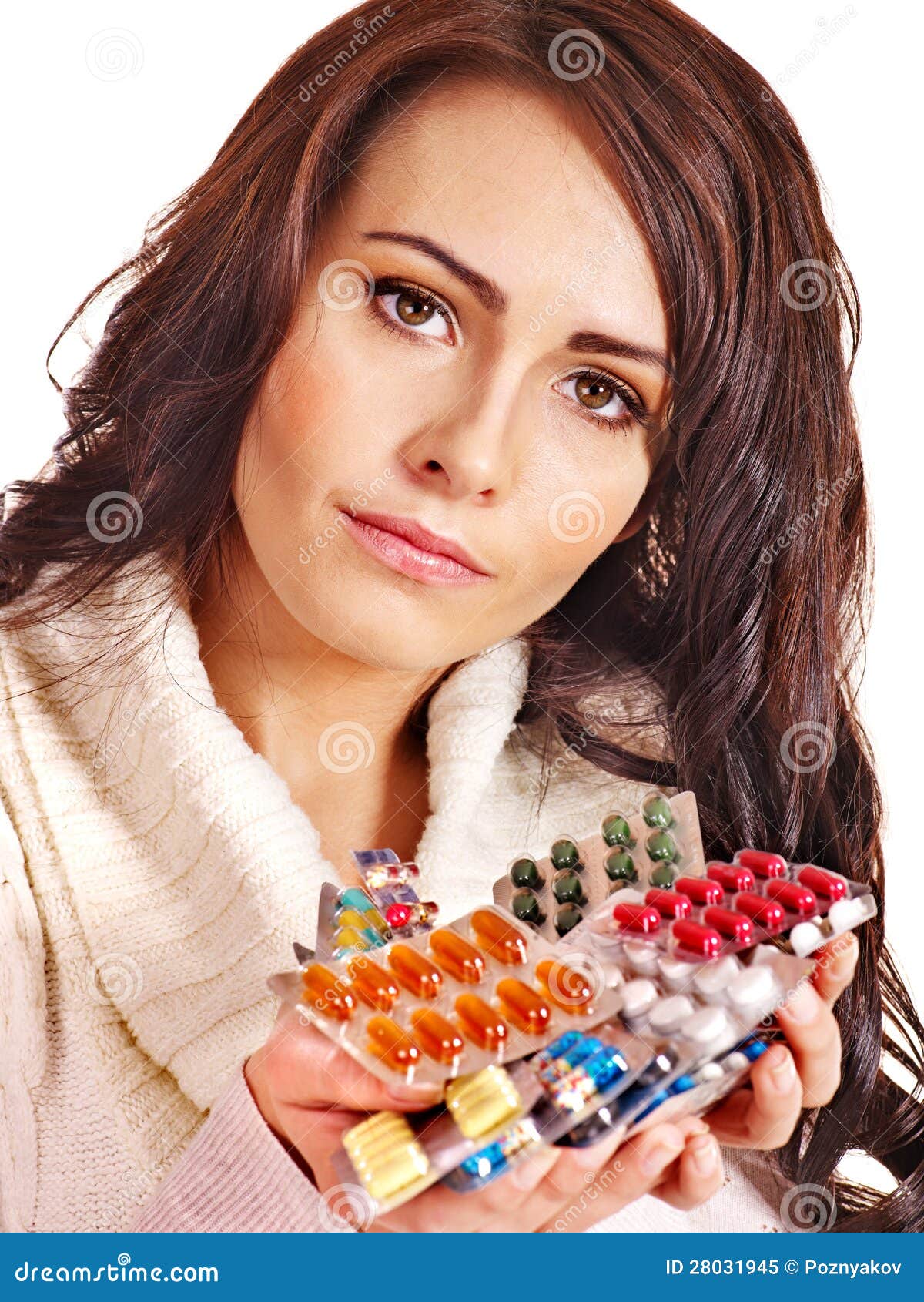 Woman Having Pills and Tablets. Stock Image - Image of female, isolated ...