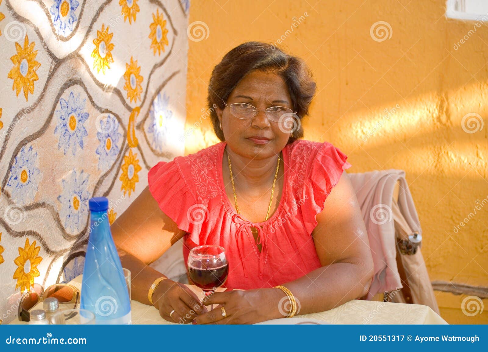 Woman Having a Pre-dinner Drink. Stock Image - Image of gold, brunette ...