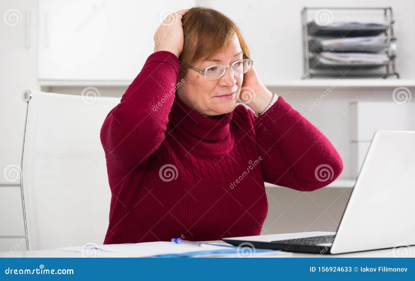 Woman having problem stock image. Image of computer - 156924633