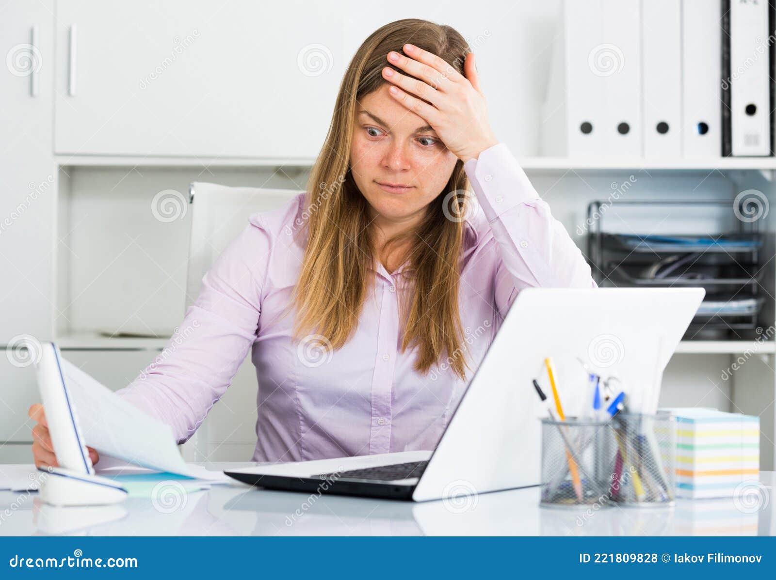Woman Having Problem in Office Stock Photo - Image of expert ...