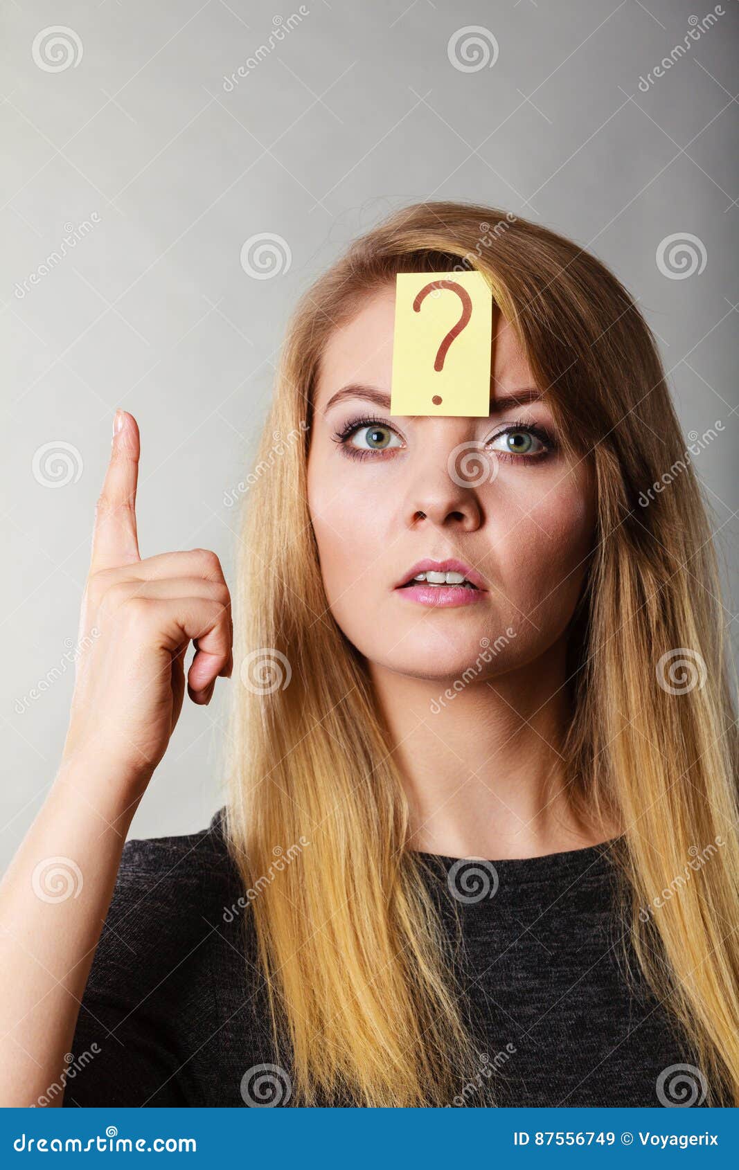 Woman Having Question Mark on Forehead Stock Image - Image of woman ...