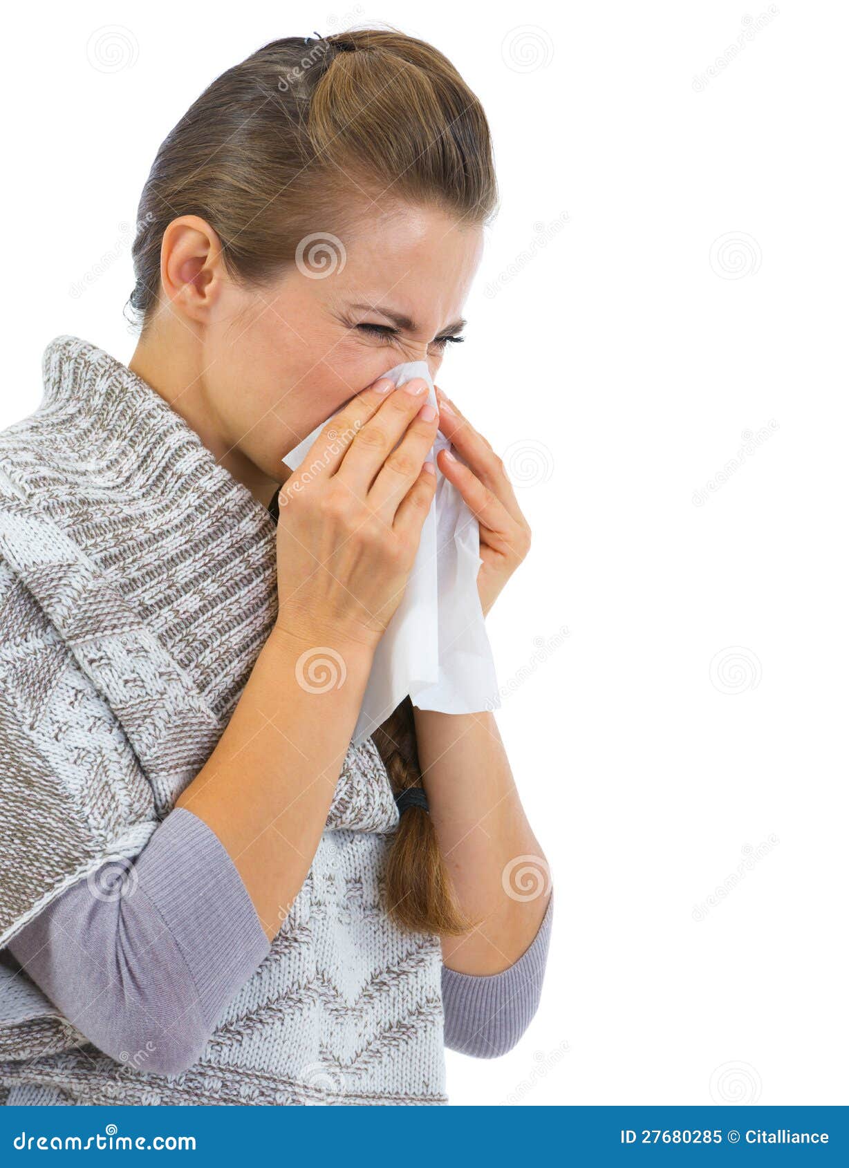 Woman Having Running Nose and Using Napkin Stock Image - Image of ...
