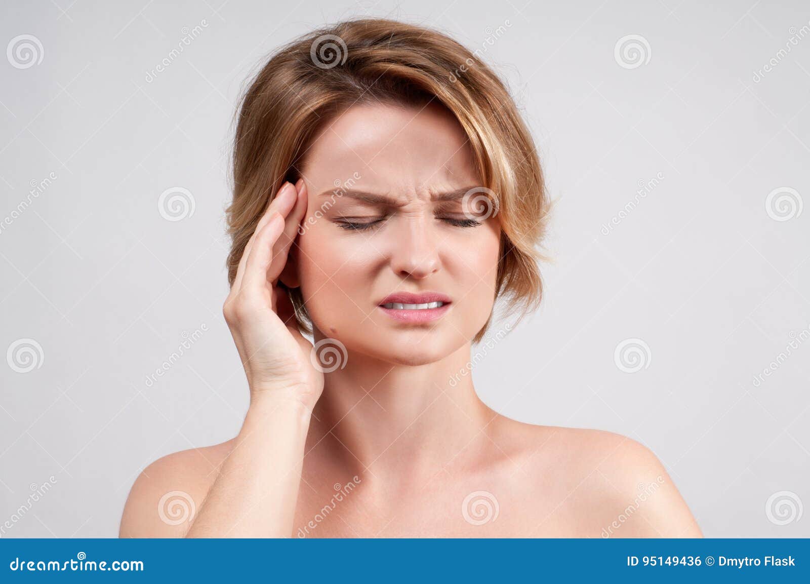 Woman Having Strong Headache Migraine Stock Photo - Image of healthcare ...