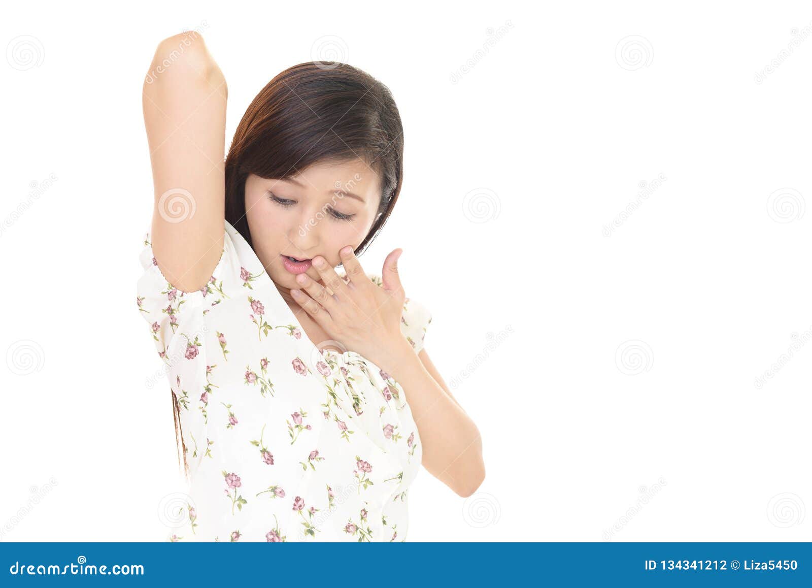 Woman Having Sweating Problem Stock Photo - Image of deodorant, beauty ...