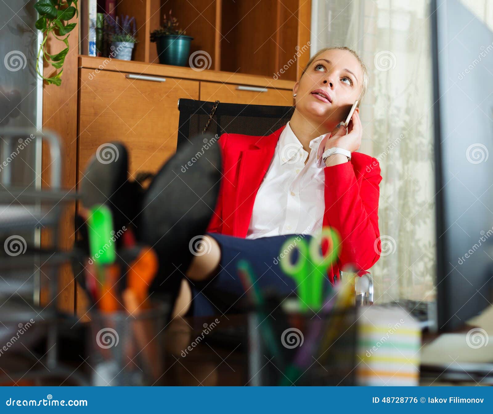 Woman Having a Tedious Time and Speaking by Mobile Stock Photo - Image ...