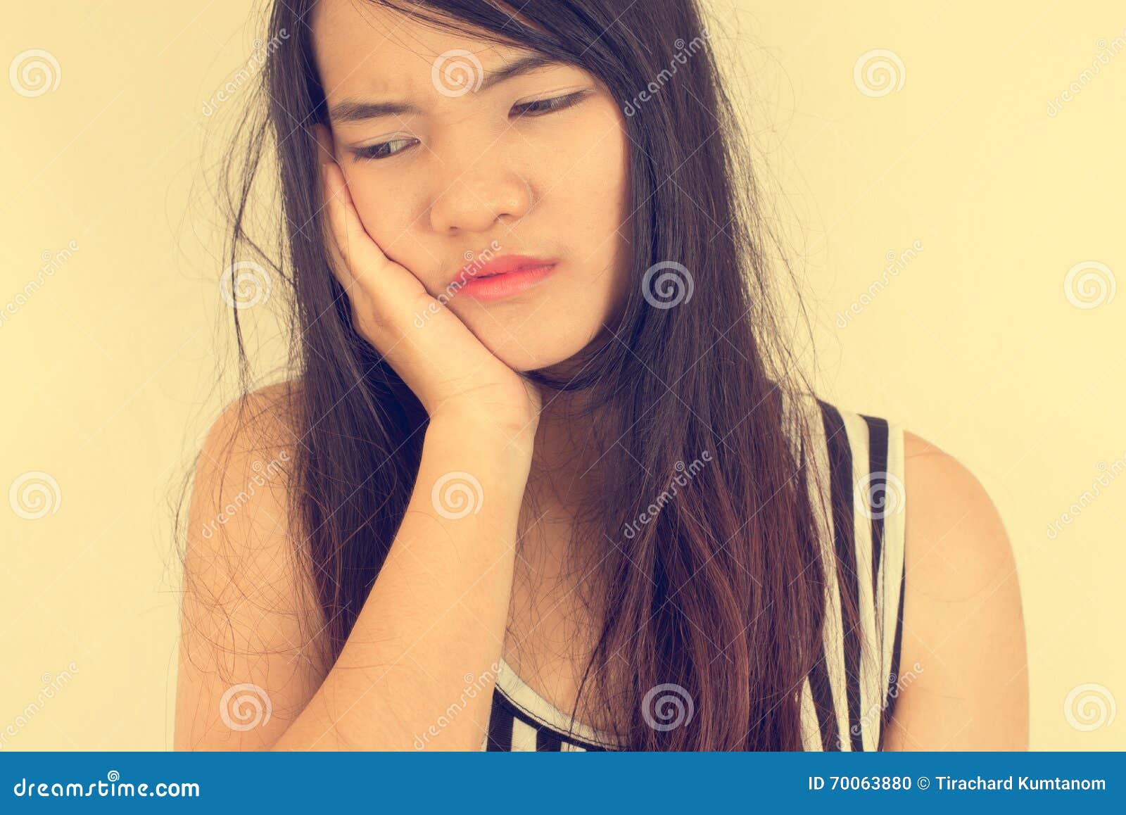 Woman having a toothache. stock photo. Image of casual - 70063880