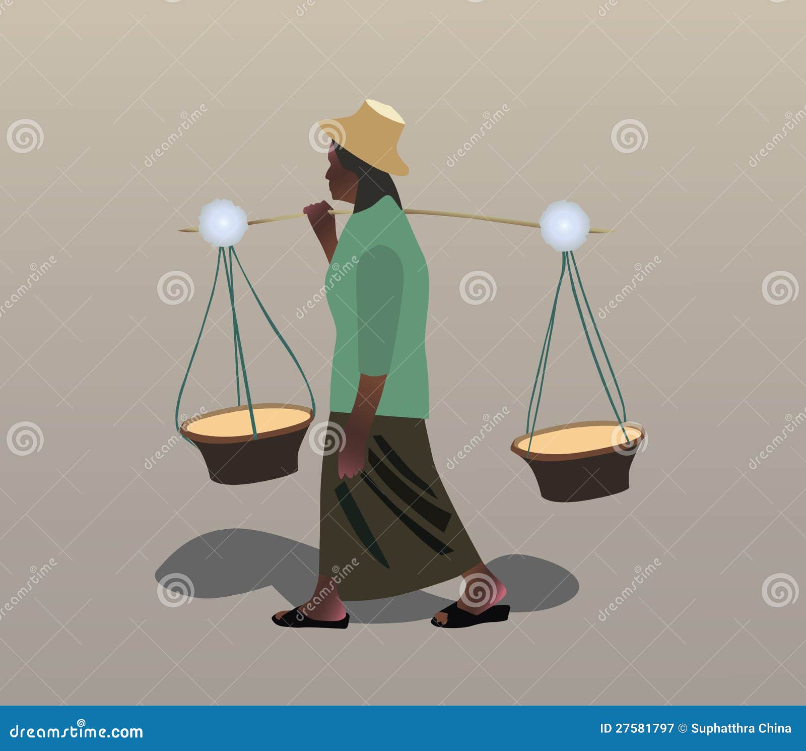 Woman hawker stock vector. Illustration of seller, urban - 27581797
