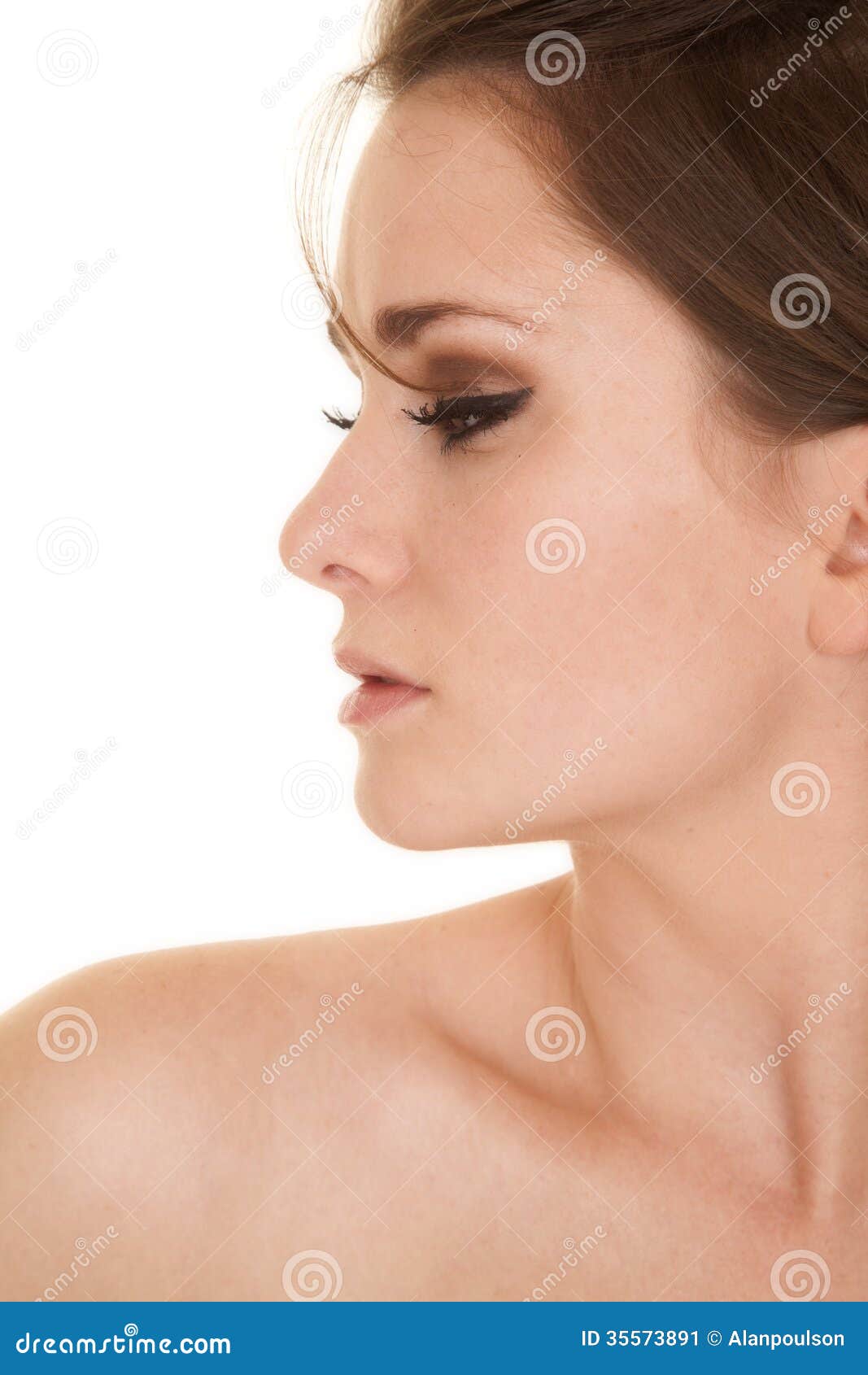 Woman Head Close Profile Serious Stock Image - Image of glamorous, cute ...