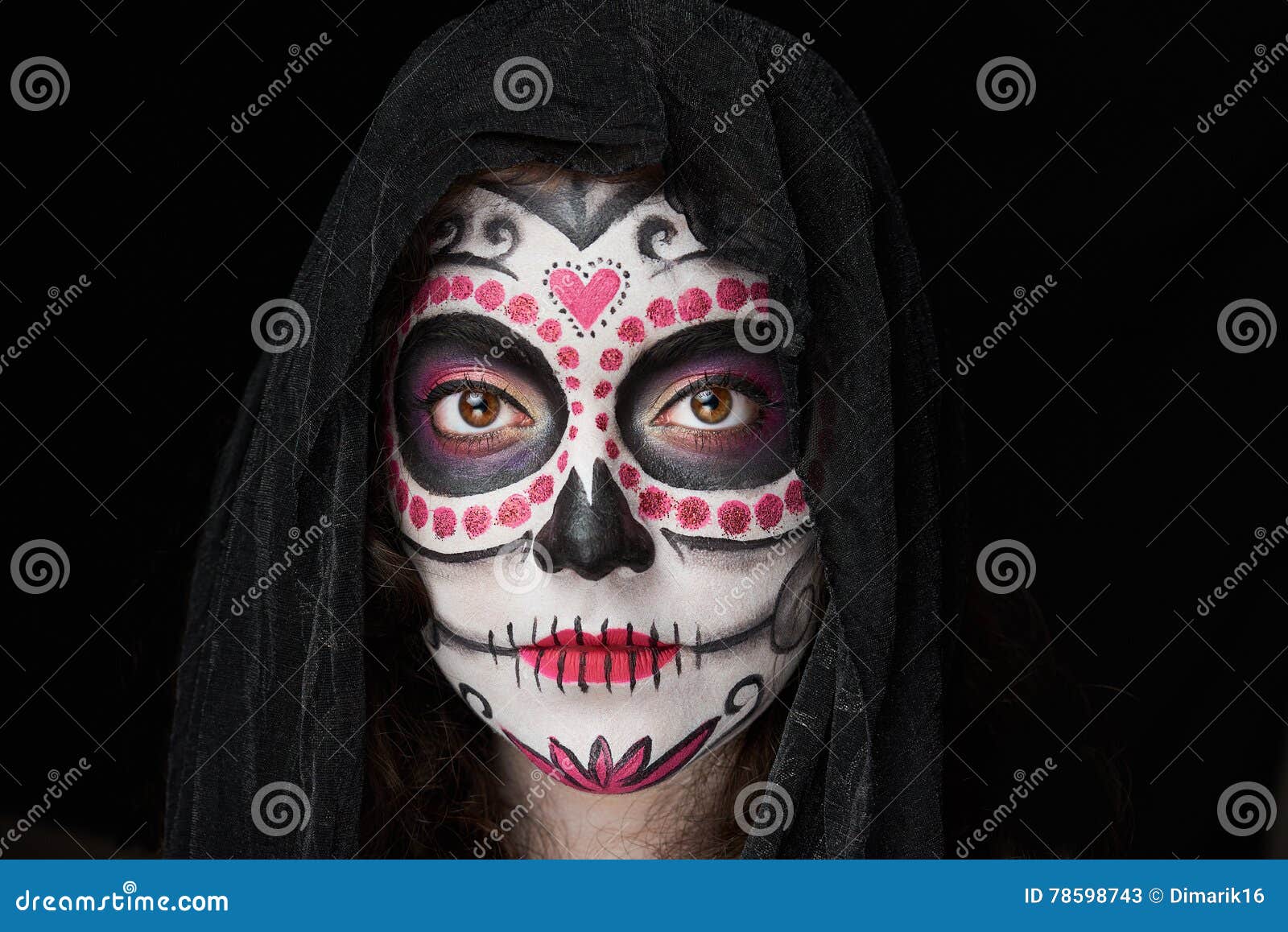 Woman Head Covered with Cloak Stock Image - Image of dark, skeleton ...