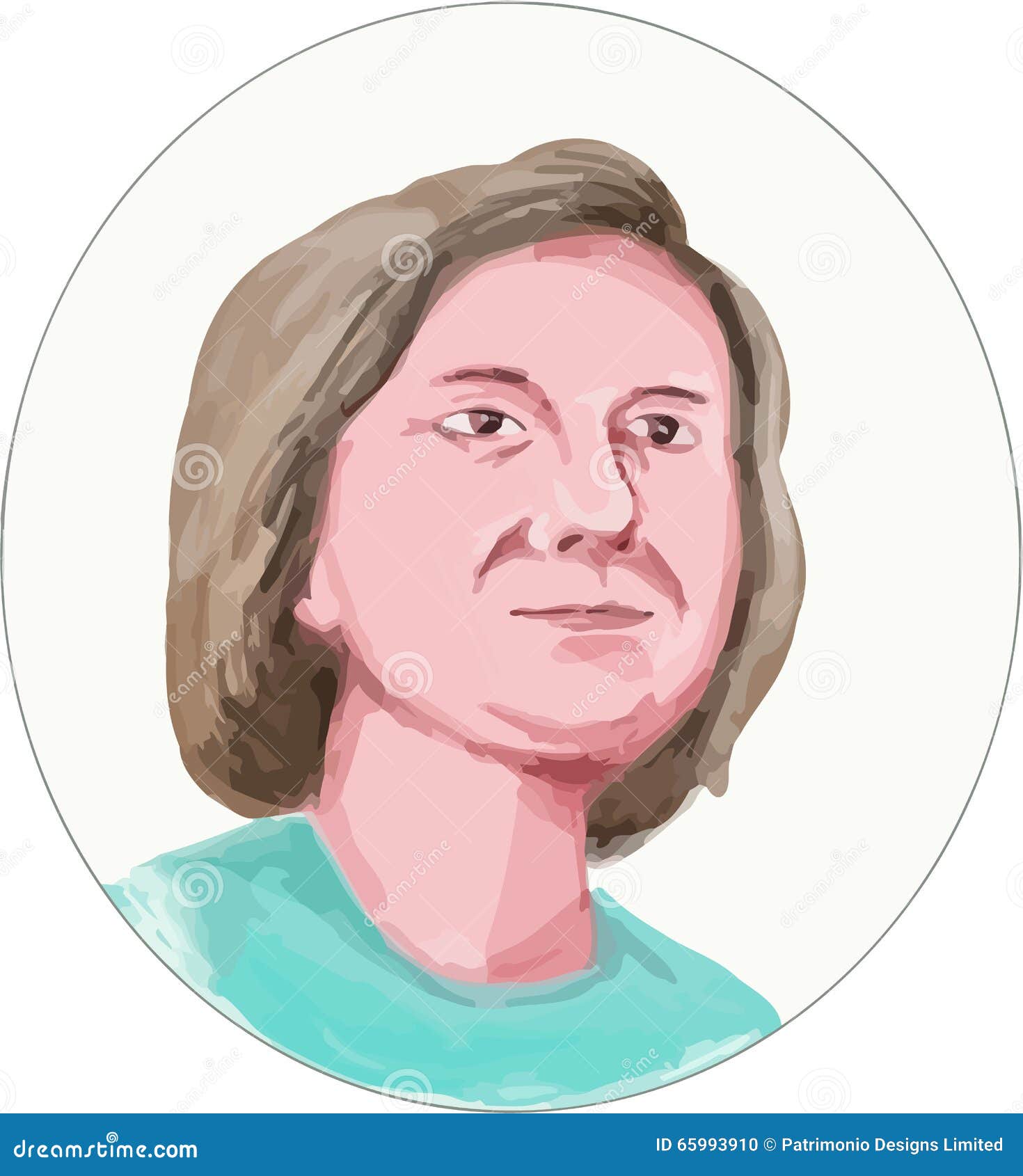 Woman Head Looking Forward Watercolor Stock Vector - Illustration of ...