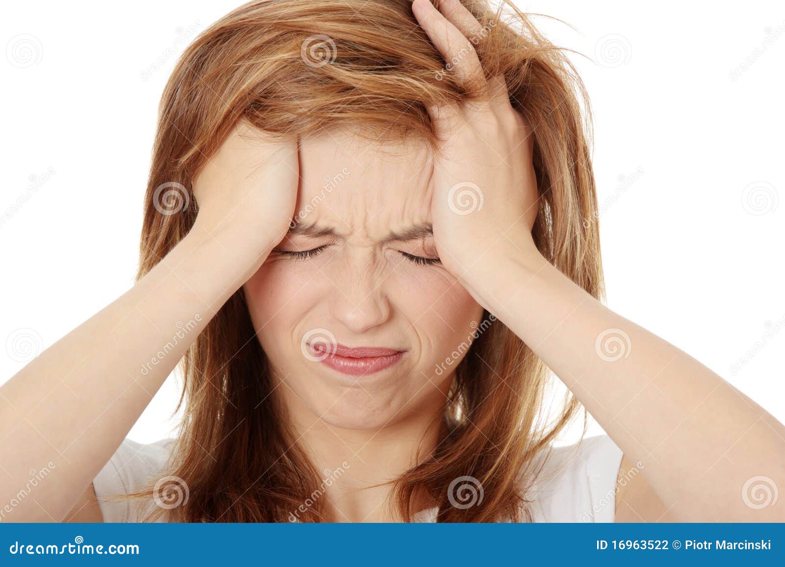Woman with headache stock photo. Image of disease, care - 16963522