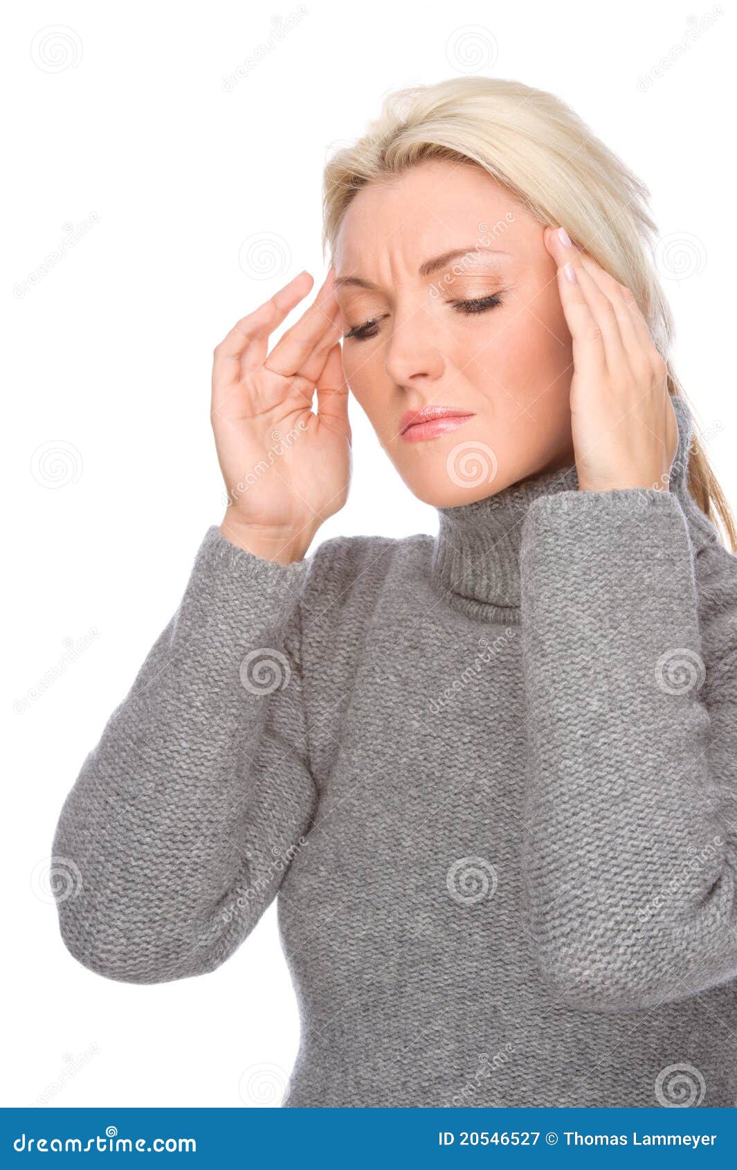 Woman with headache stock image. Image of blond, concentration - 20546527