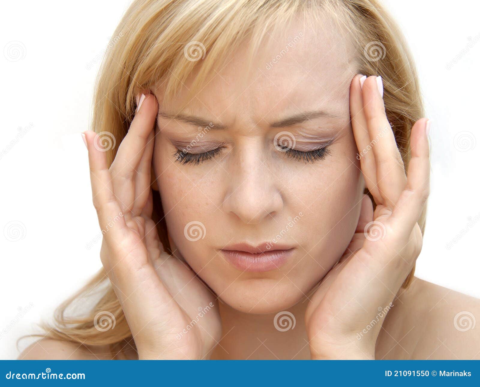 Woman with headache stock photo. Image of closeup, illness - 21091550