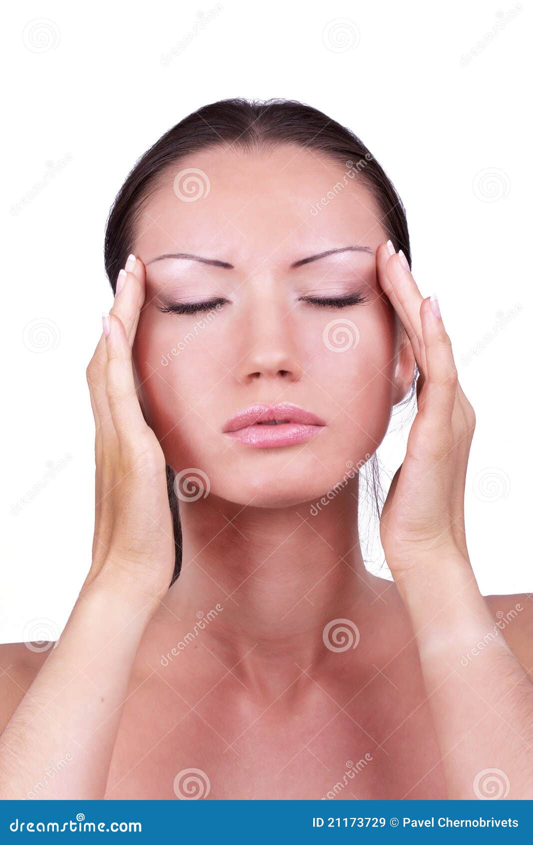 Woman with headache stock image. Image of migraine, beautiful - 21173729