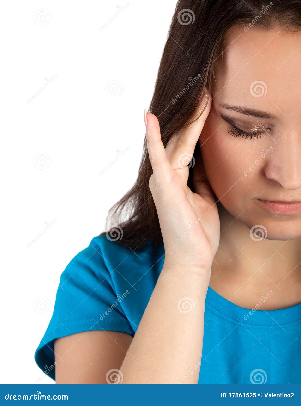 Woman with headache stock image. Image of face, portrait - 37861525