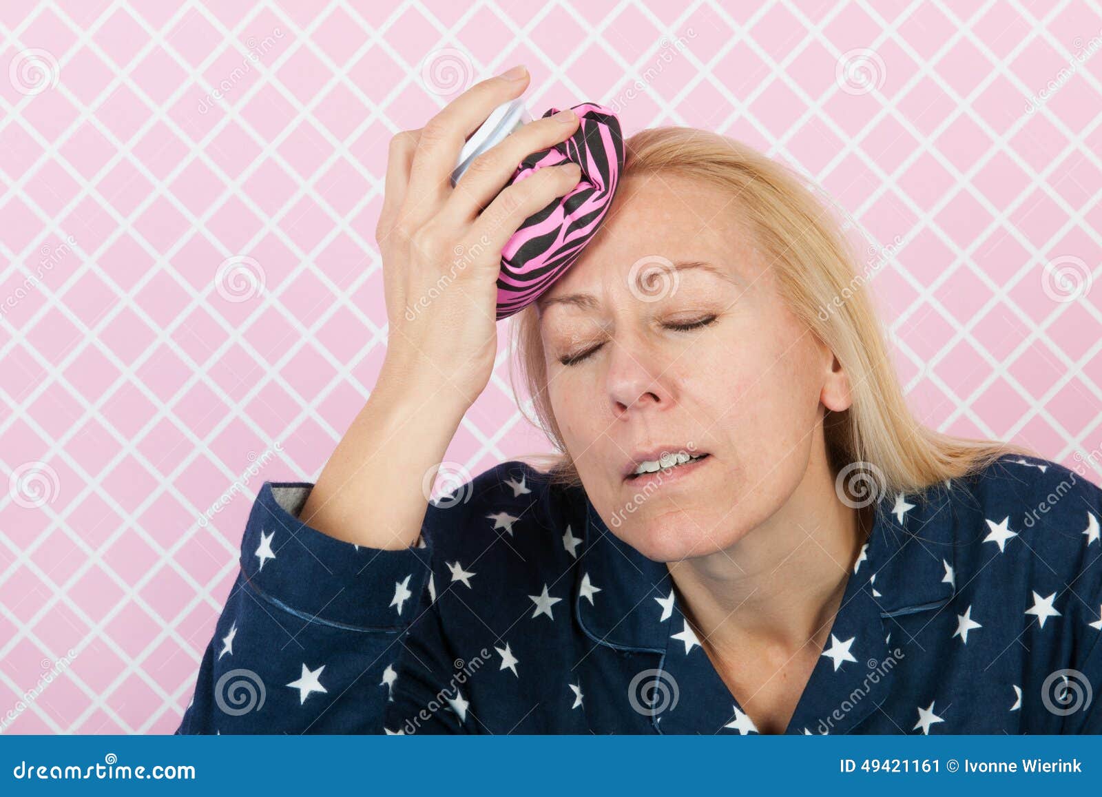 Woman with headache stock image. Image of blond, senior - 49421161
