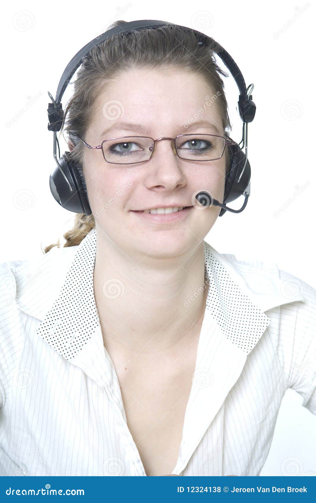 Woman with headphone stock photo. Image of adult, communication - 12324138