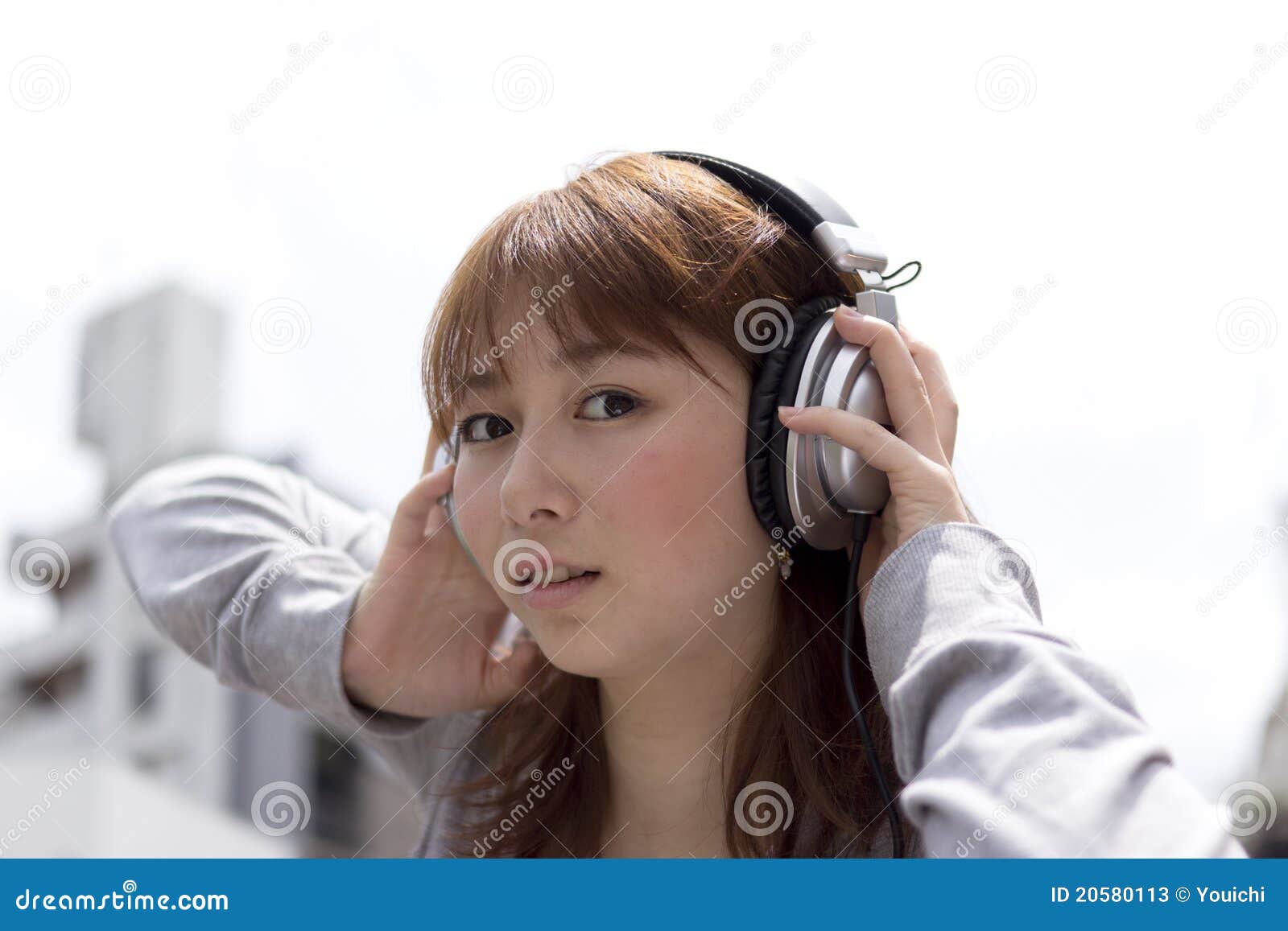 Woman in headphone stock image. Image of beauty, human - 20580113