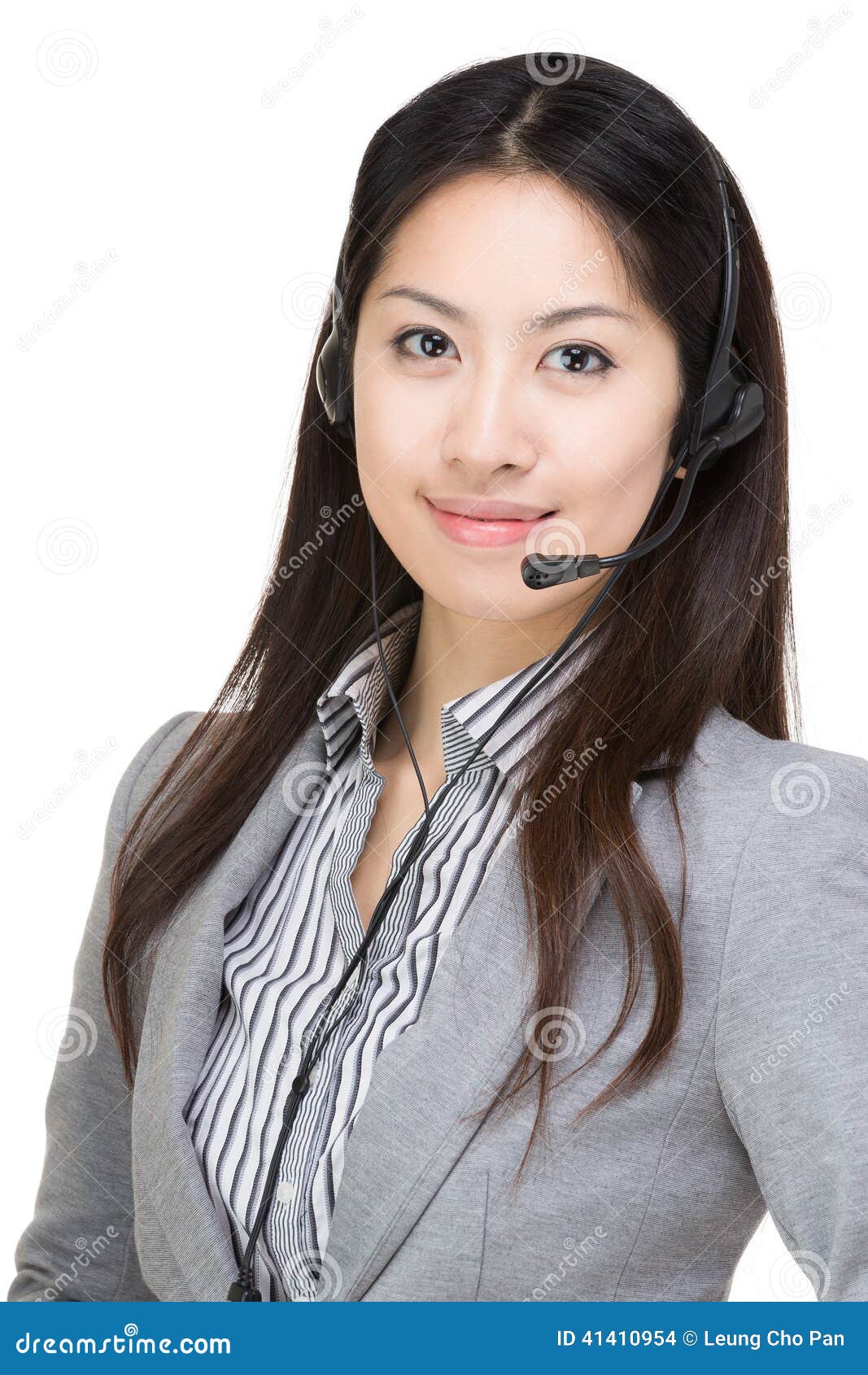 Woman with headphone stock photo. Image of helpline, asian - 41410954