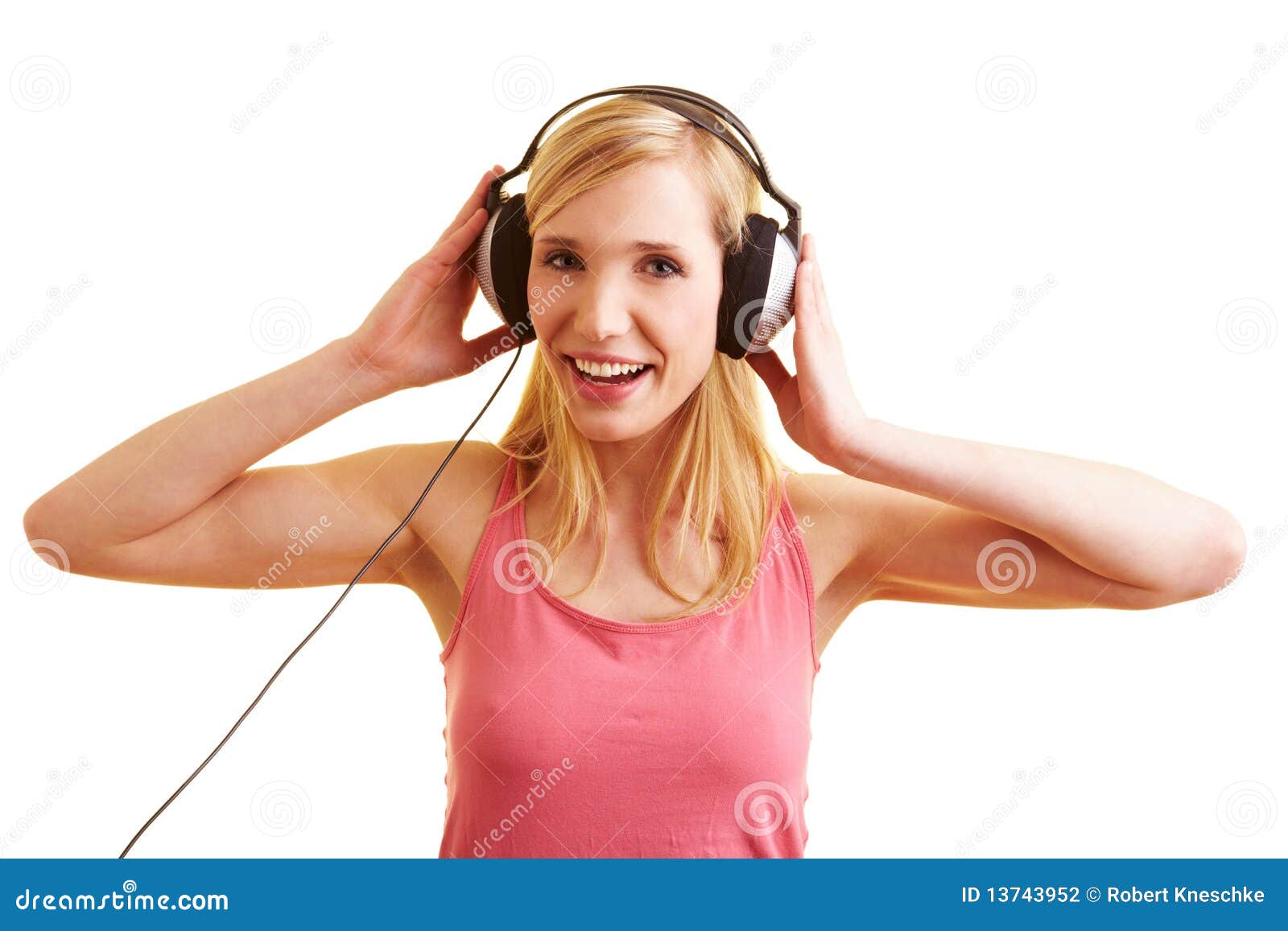 Woman with headphones stock photo. Image of head, beauty - 13743952