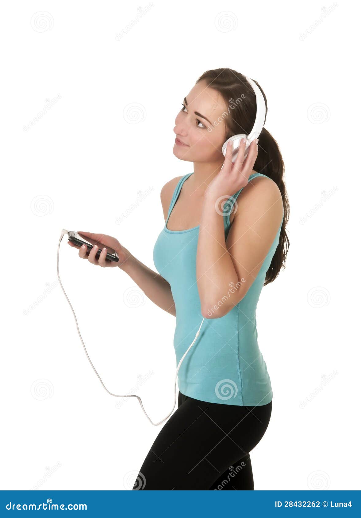 Woman with headphones stock photo. Image of white, vertical - 28432262