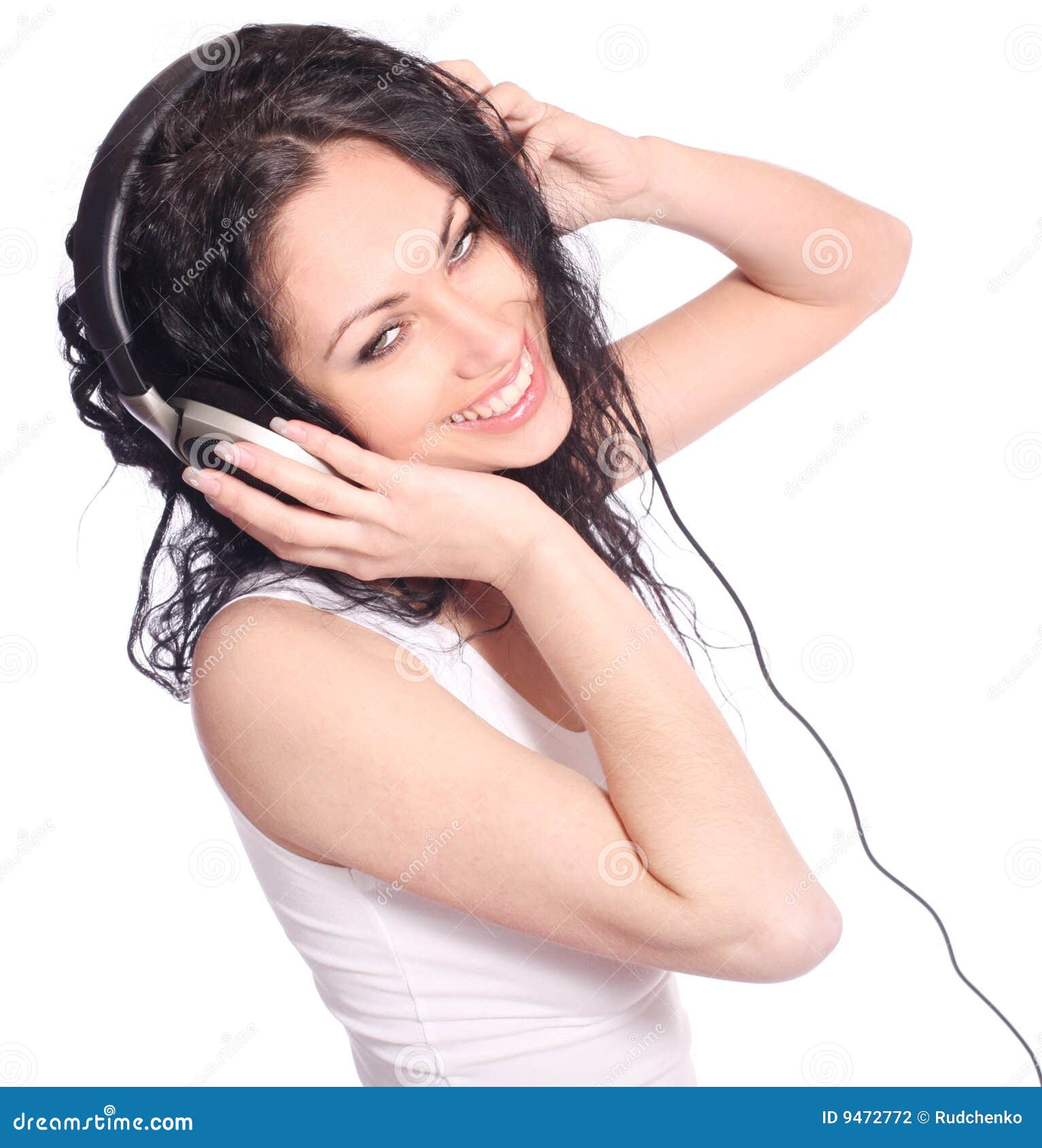 Woman with headphones stock photo. Image of joyful, cool - 9472772