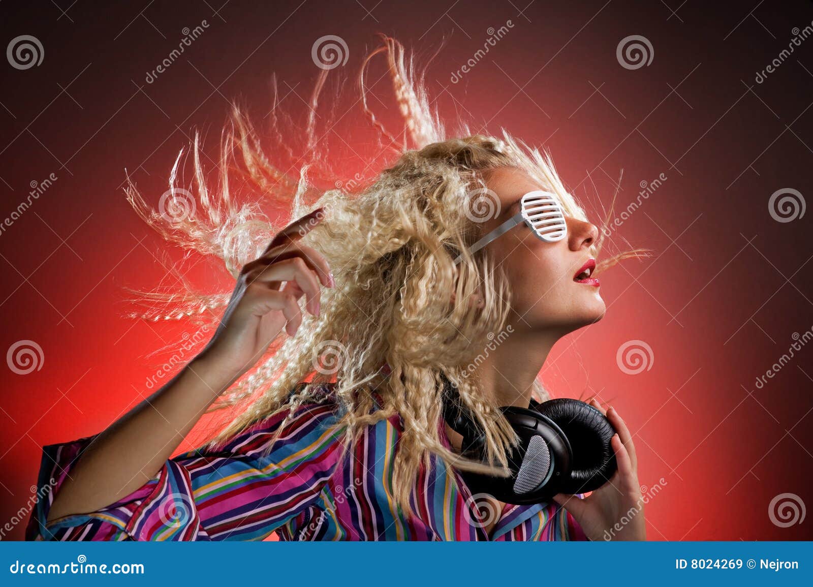 Woman with Headphones Dancing Stock Image - Image of crazy, girl: 8024269