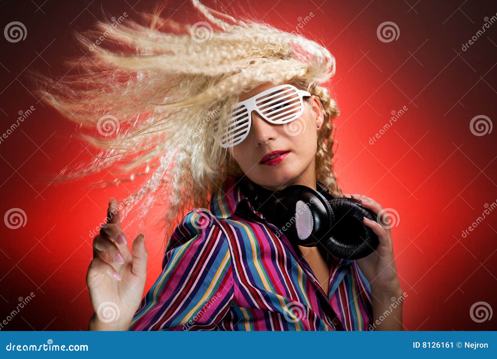Woman with Headphones Dancing Stock Image - Image of discotheque ...