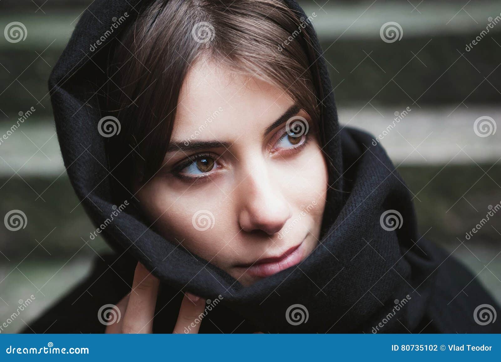 Woman with Headscarf, Veiled. Stock Photo - Image of closed, faith ...
